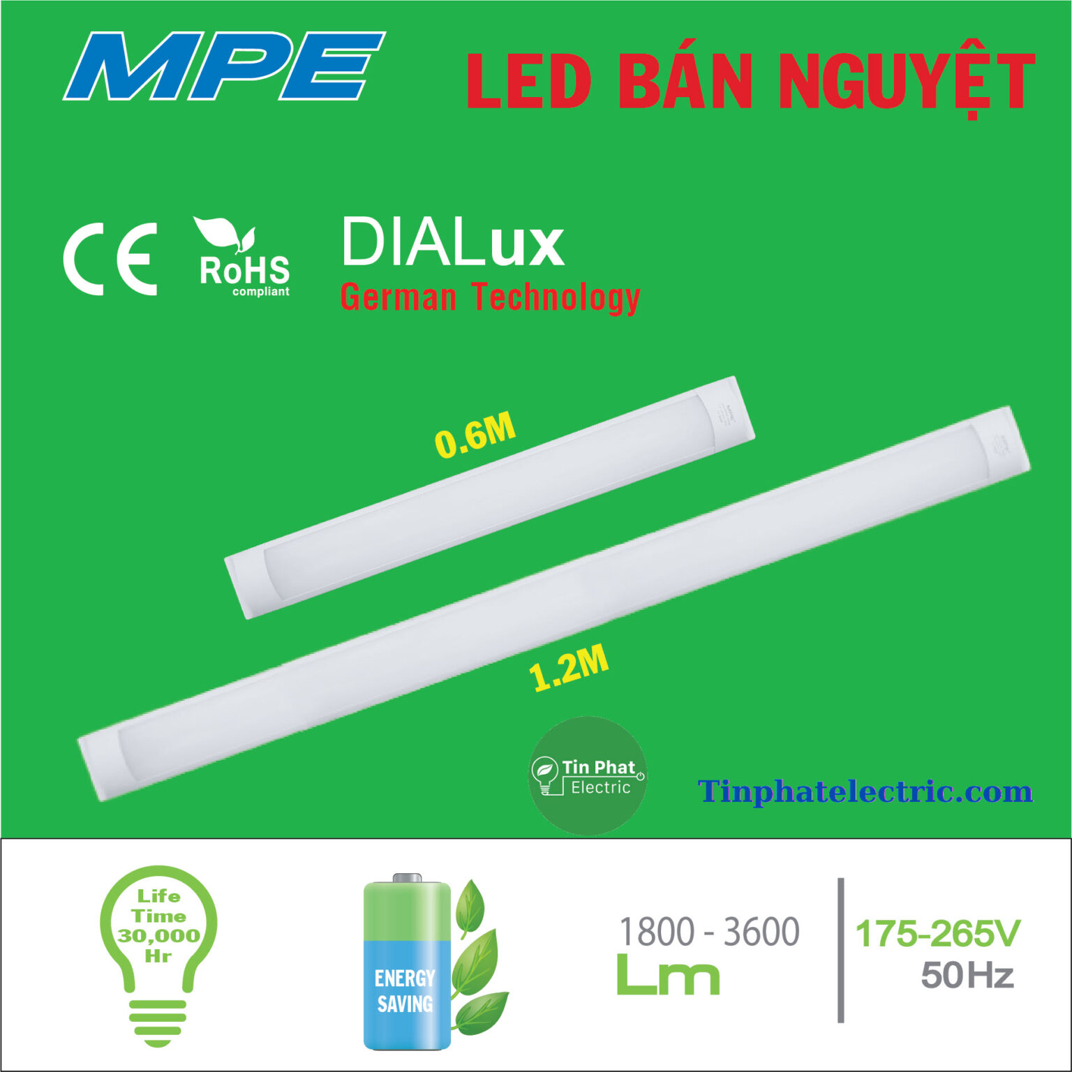 LED Bán Nguyệt MPE ( Seri BN - 9,18,36W )- Ánh sáng Trắng, Vàng, Trung ...